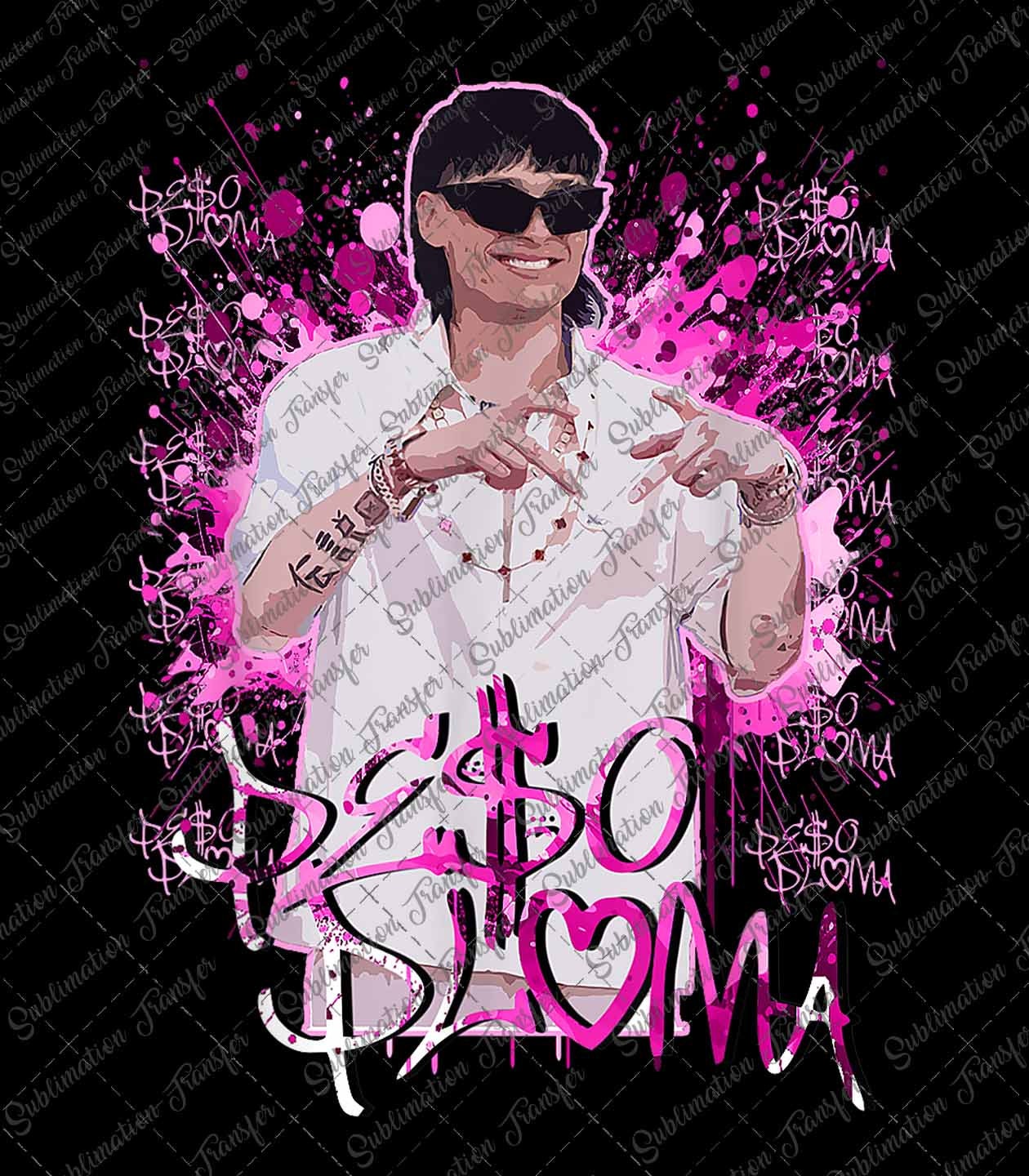 Peso Pluma Png, Peso Pluma Pink Splatter Text T-shirt Design, Peso ...