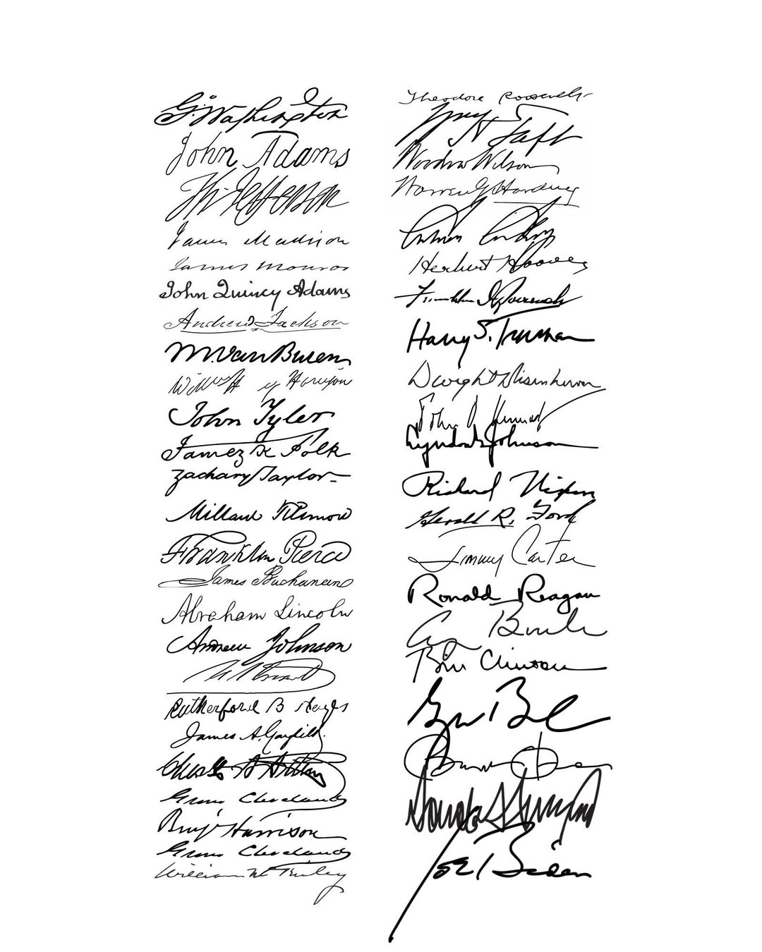 Presidential Signatures (16x20) - Etsy