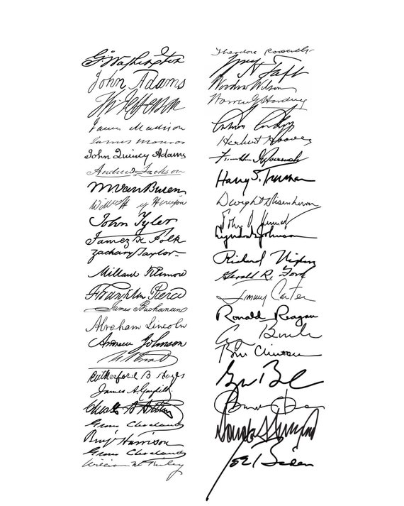 Presidential Signatures 16x20 - Etsy