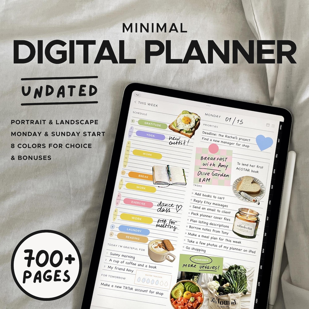 UNDATED Digital Planner, Portrait, Landscape Planner Template ...
