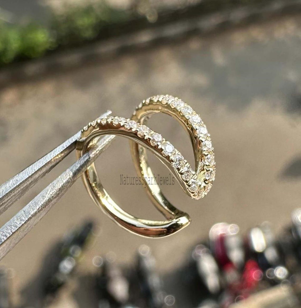 Diamond Ear Cuff 14k Solid Gold Non-pierced Earring Conch Ear Cuff ...