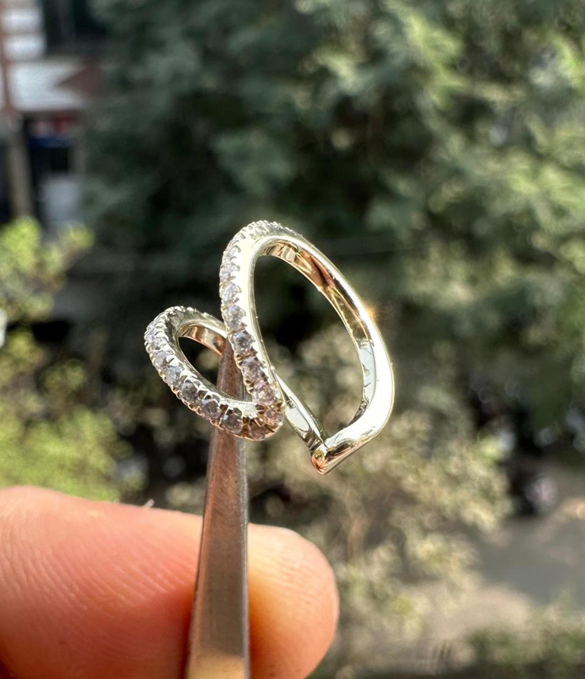 Diamond Ear Cuff 14k Solid Gold Non-pierced Earring Conch Ear Cuff ...