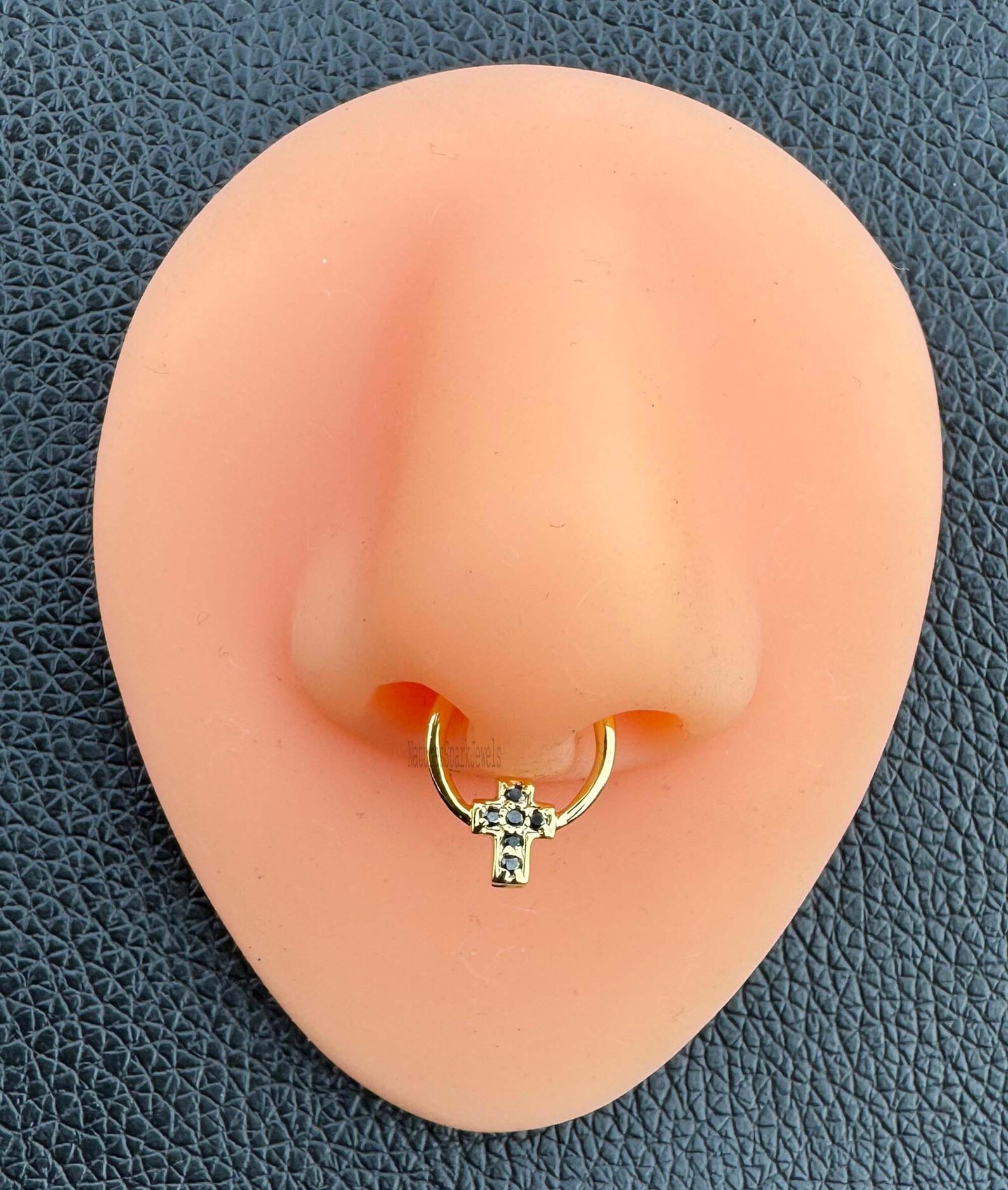 Black Diamond Corss Daith Septum Tribal Clicker Nose Piercing Diamond ...