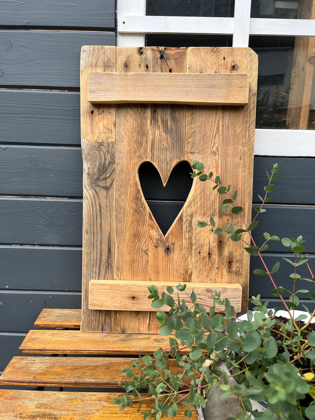 Country-style Window Shutter With Heart Made of Pallet Wood for Outdoor ...