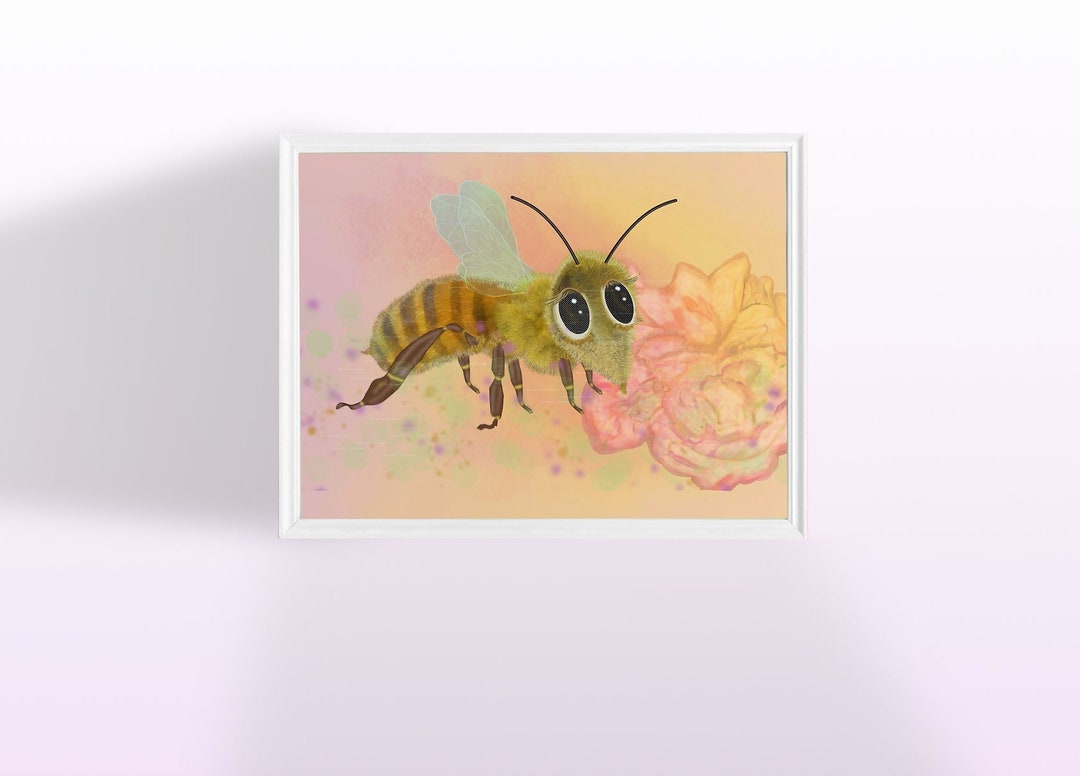 Digital Image of a Baby Bee in a Pink Peach Flower Background - Etsy