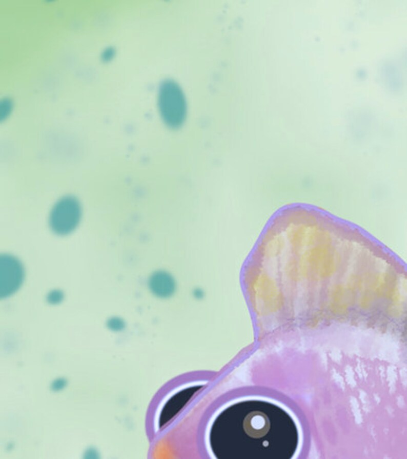 Printable Cute Little Purple Fish With a Green Background - Etsy
