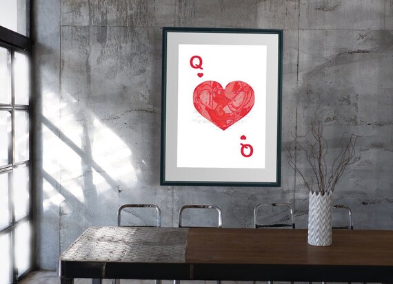 Printable Image of Queen of Hearts Card Which is Part of a - Etsy