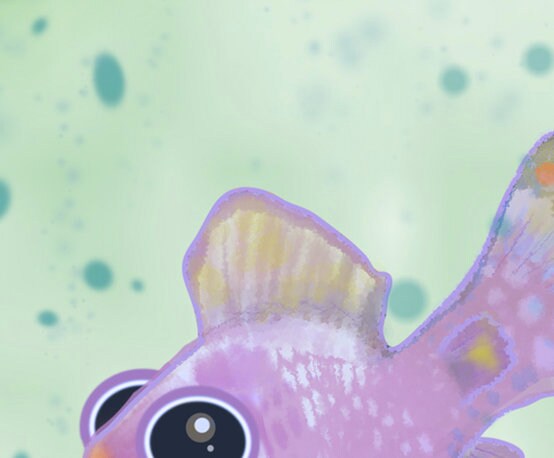 Printable Cute Little Purple Fish With a Green Background - Etsy