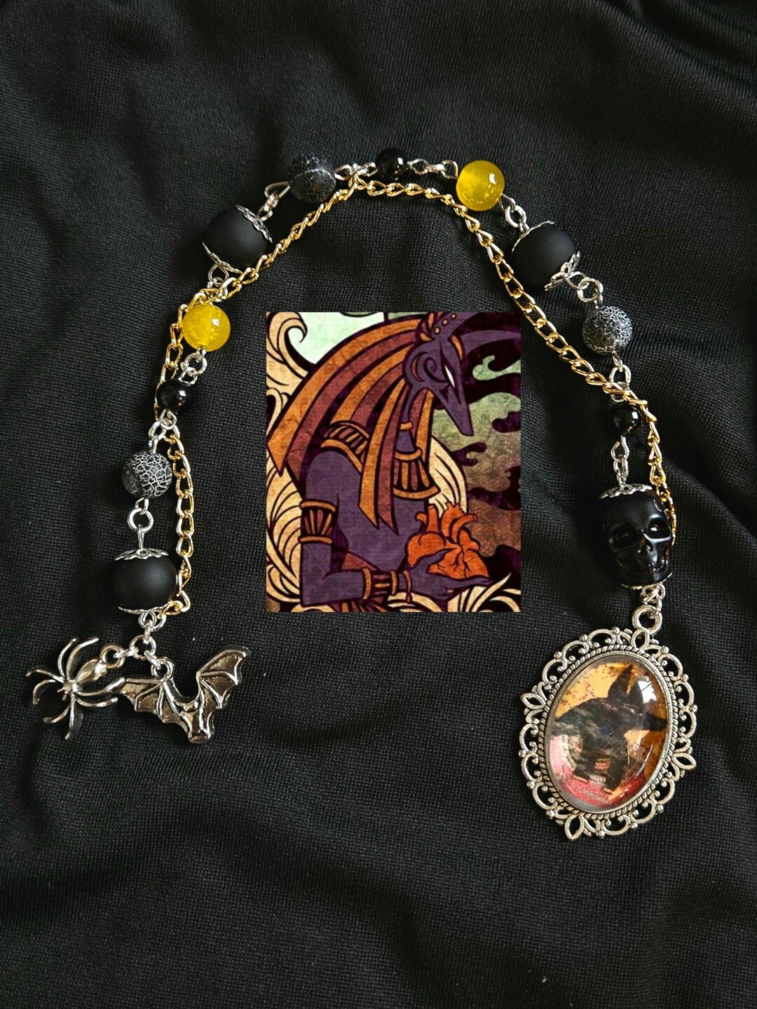 Deaths Guardian- Anubis Bat and Spider Prayer Beads - Etsy