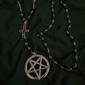 Dark Ritual- Inverted Cross Pentagram Rosery - Etsy