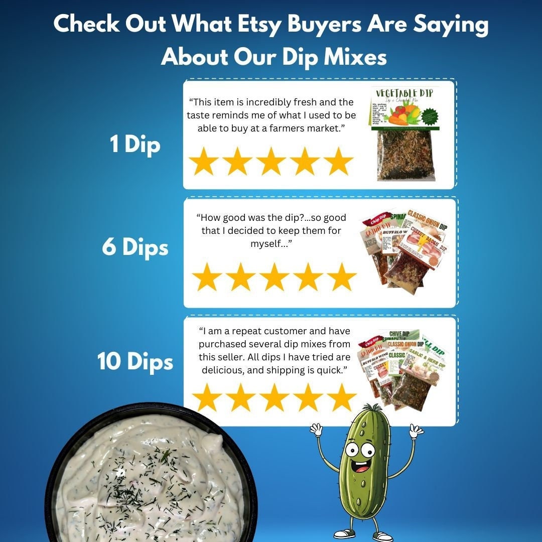 Dip Mix- Seasoning Mix - You Pick Flavors - Party & Appetizer Food ...