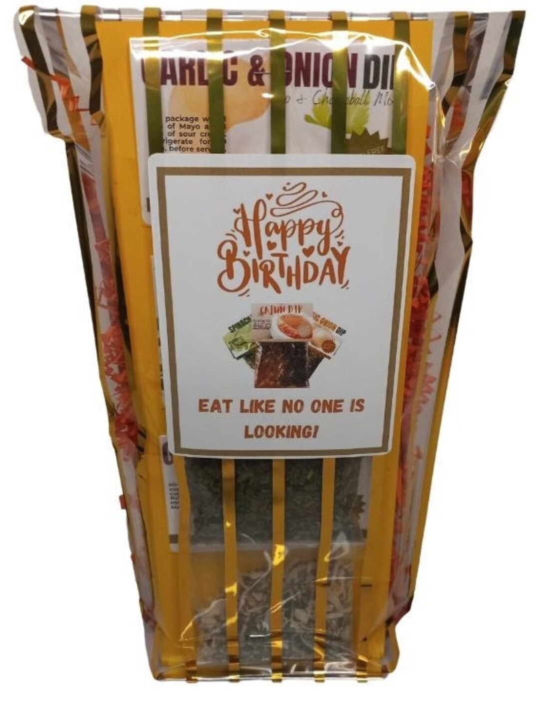 Gift Bag 3 Pack of Dry Dip Mix W/birthday Label | Rafia Filled ...