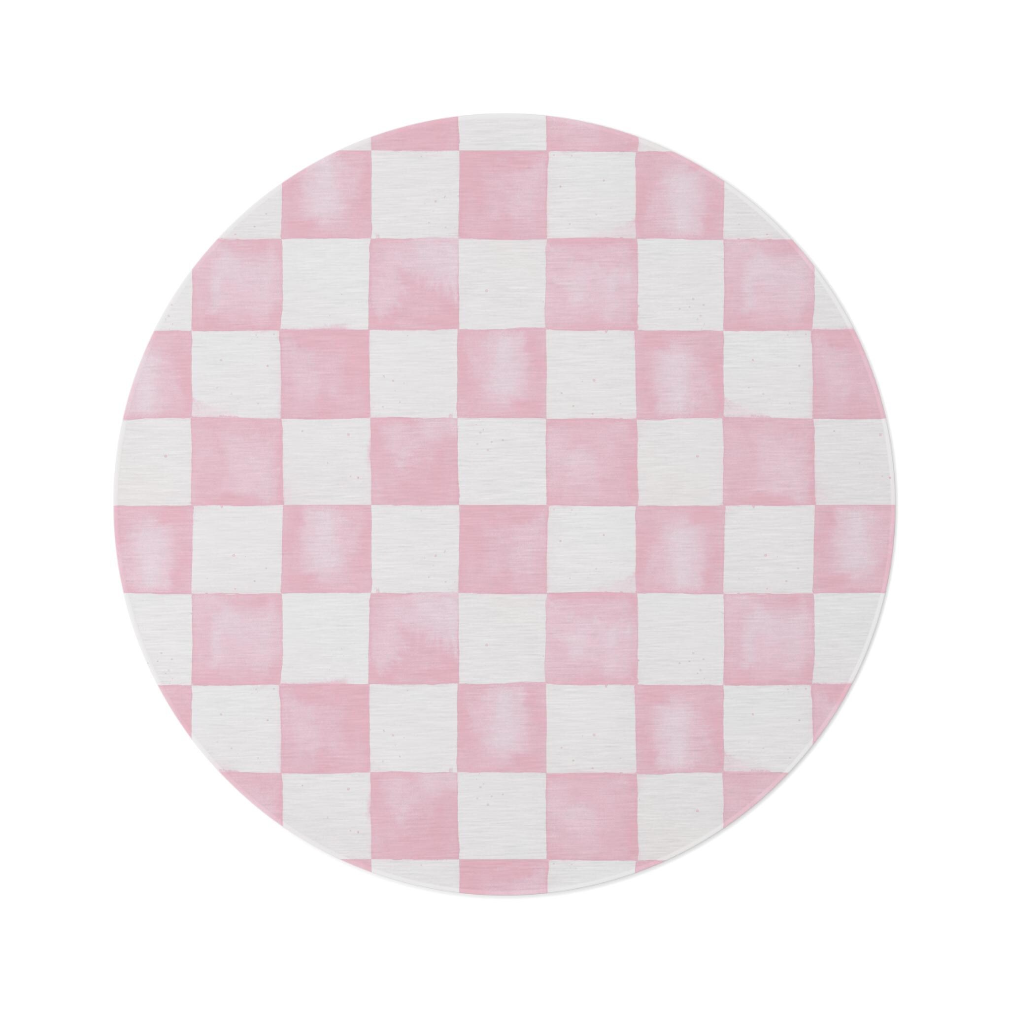 Pink Vintage Cheque Area Rug Checkered Rug Chessboard Alice in ...