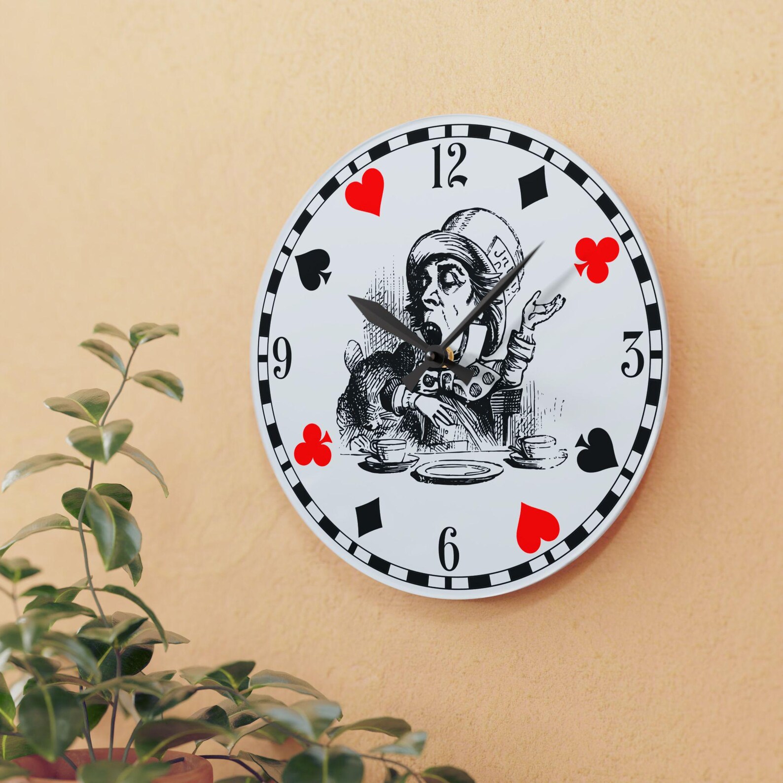 Alice in Wonderland Wall Clock | Mad Hatter | Fairytale | Vintage Wall ...