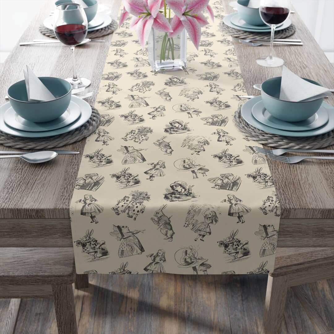 Alice in Wonderland Table Runner | Vintage Cream Table Runner ...