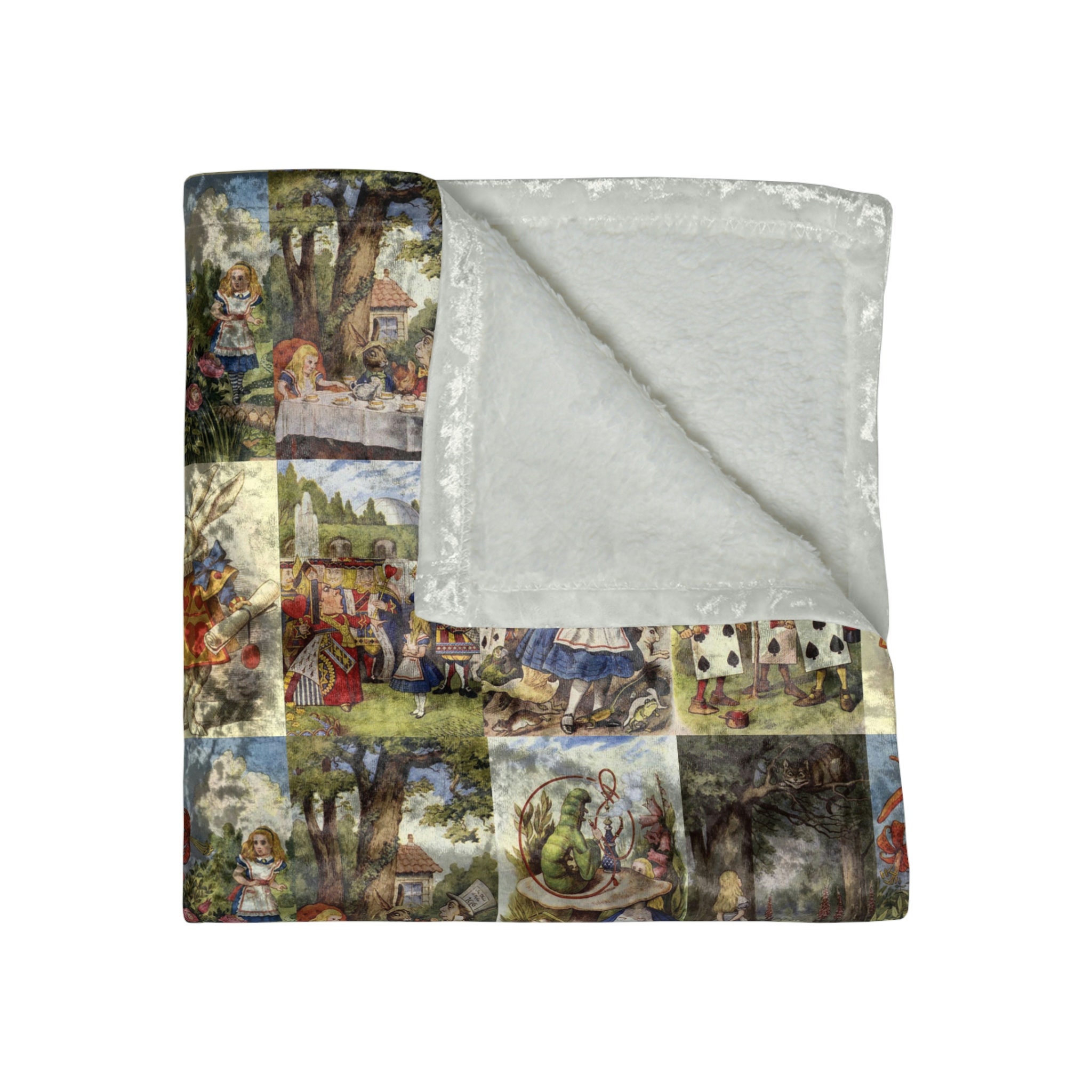 Vintage Alice in Wonderland Crushed Velvet Blanket | Wonderland Decor ...