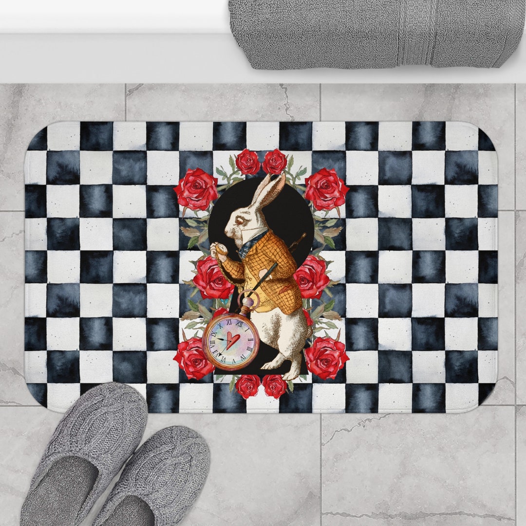 White Rabbit Bath Mat | Vintage Alice in Wonderland Bath Mat ...