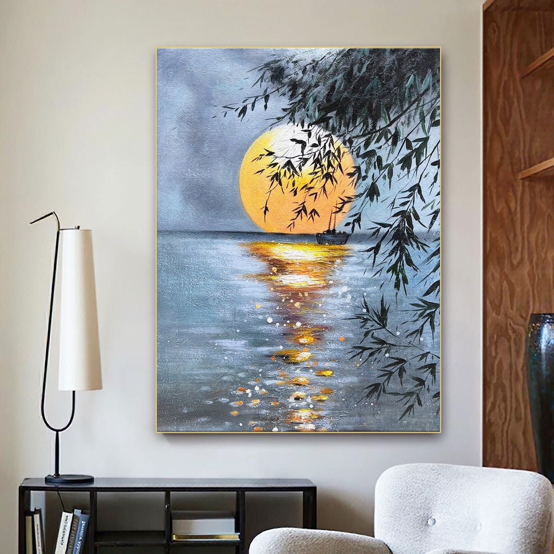 Giant Full Moon Full Moon Over Sea, Full Moon Wall Art, Full Moon ...