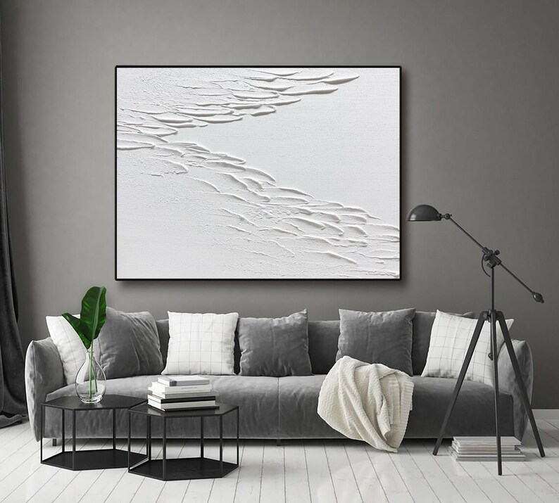 White Abstract Painting White 3d Textured Painting White Minimalist Painting Large White ...