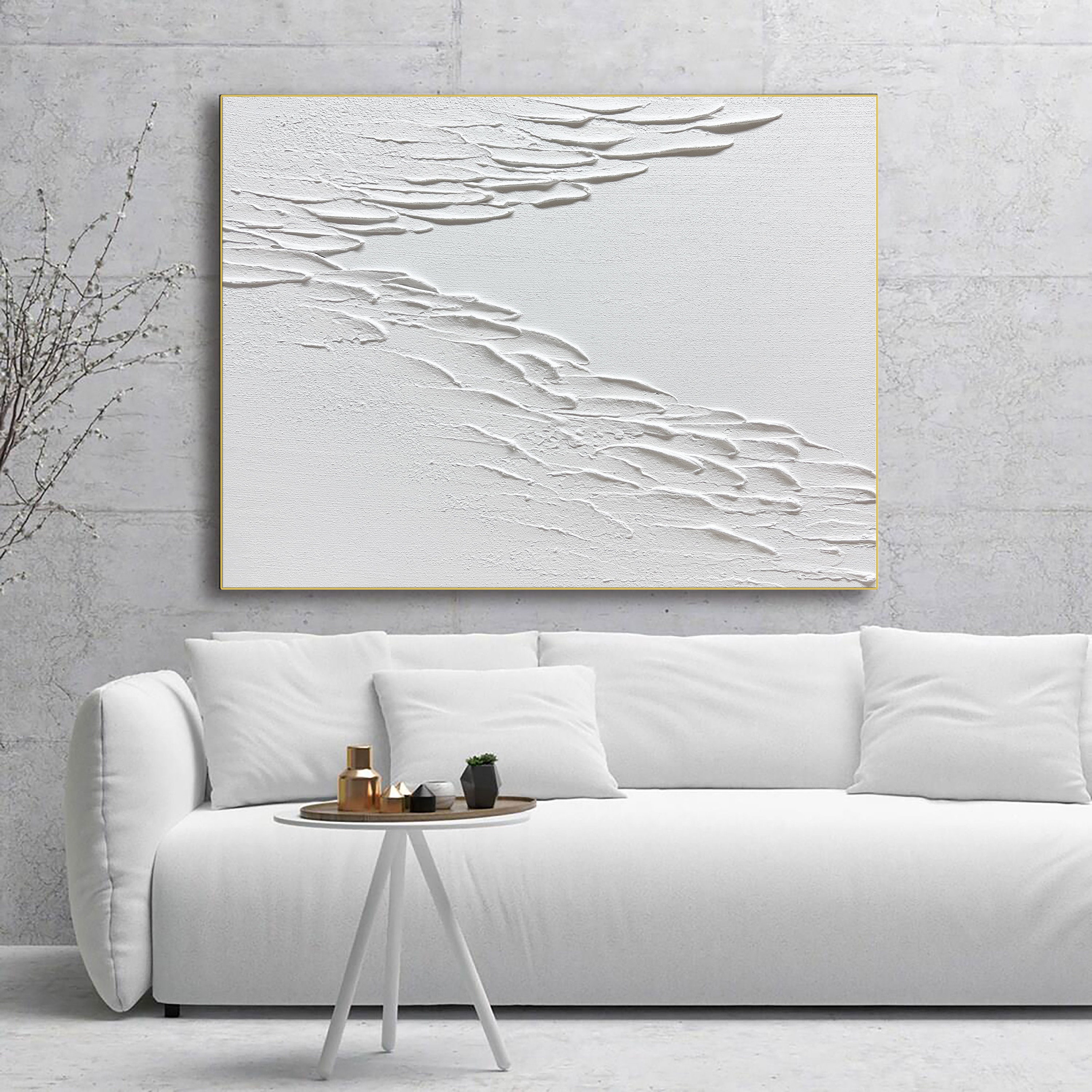 White Abstract Painting White 3d Textured Painting White Minimalist ...