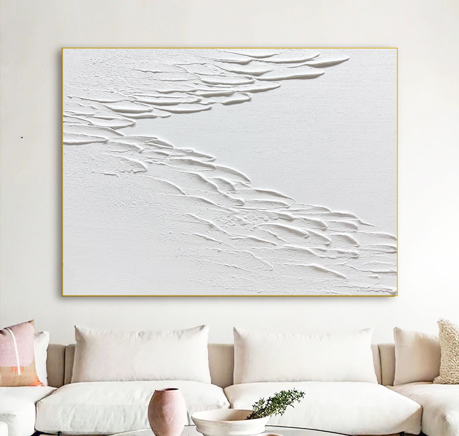White Abstract Painting White 3d Textured Painting White Minimalist ...
