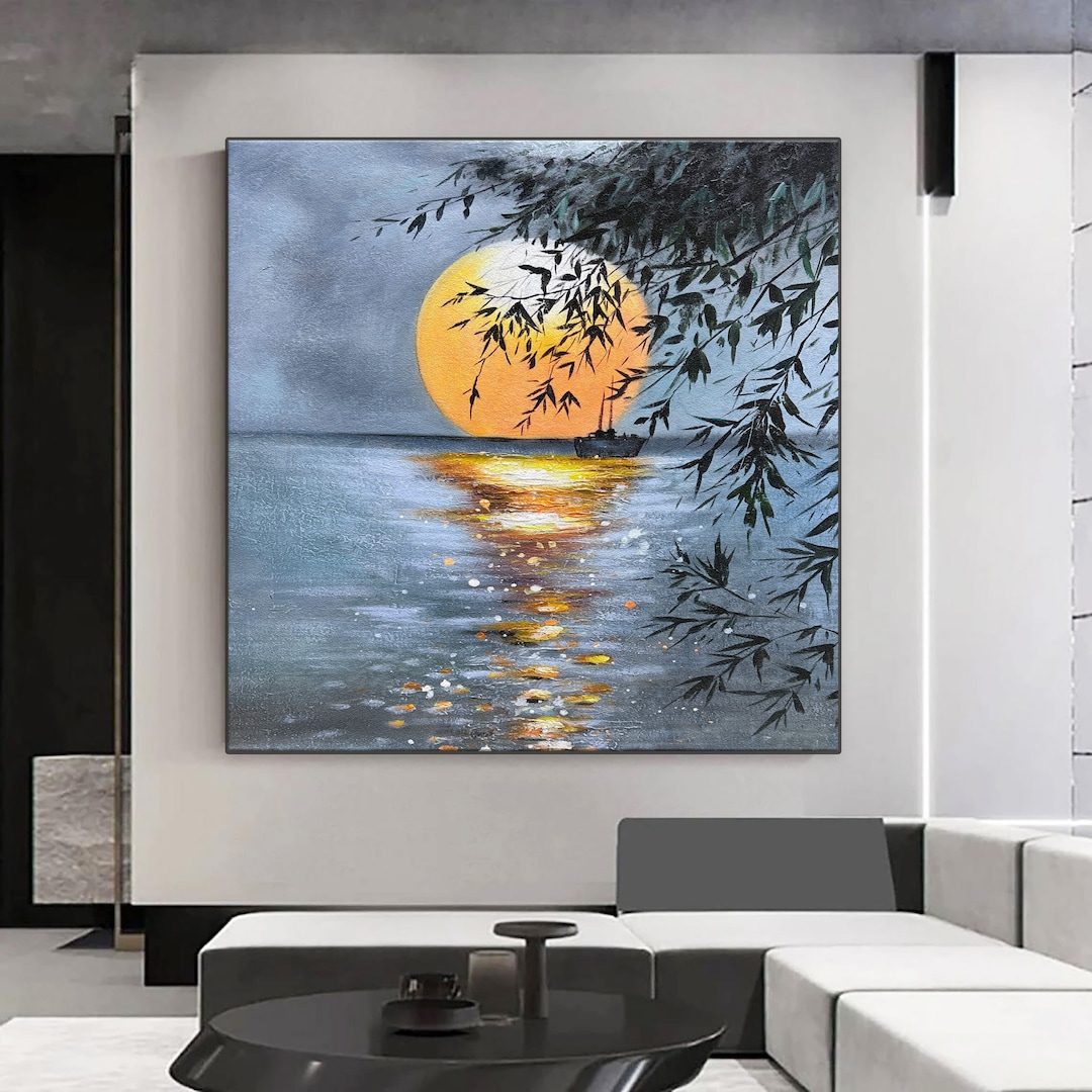Giant Full Moon Full Moon Over Sea, Full Moon Wall Art, Full Moon ...