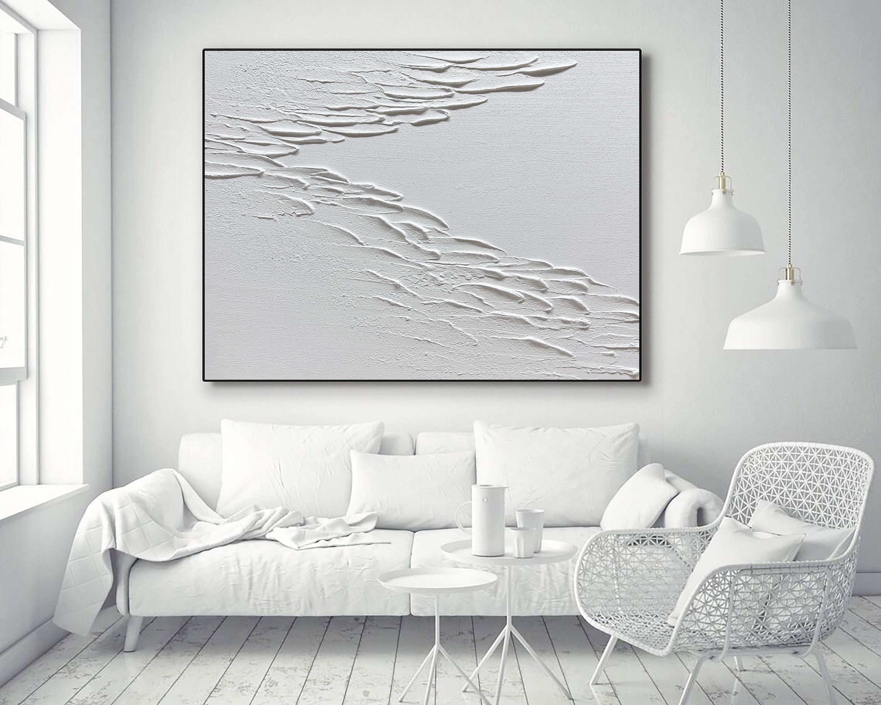 White Abstract Painting White 3d Textured Painting White Minimalist ...