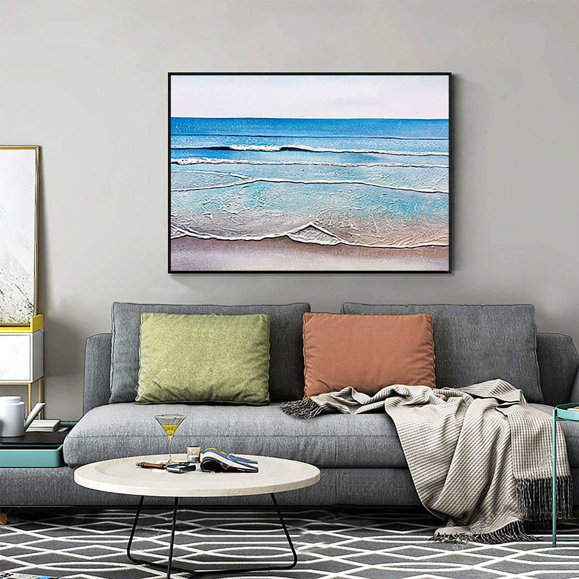 Large Beach Painting Landscape Painting Beach Wall Art Coast Wall Art ...