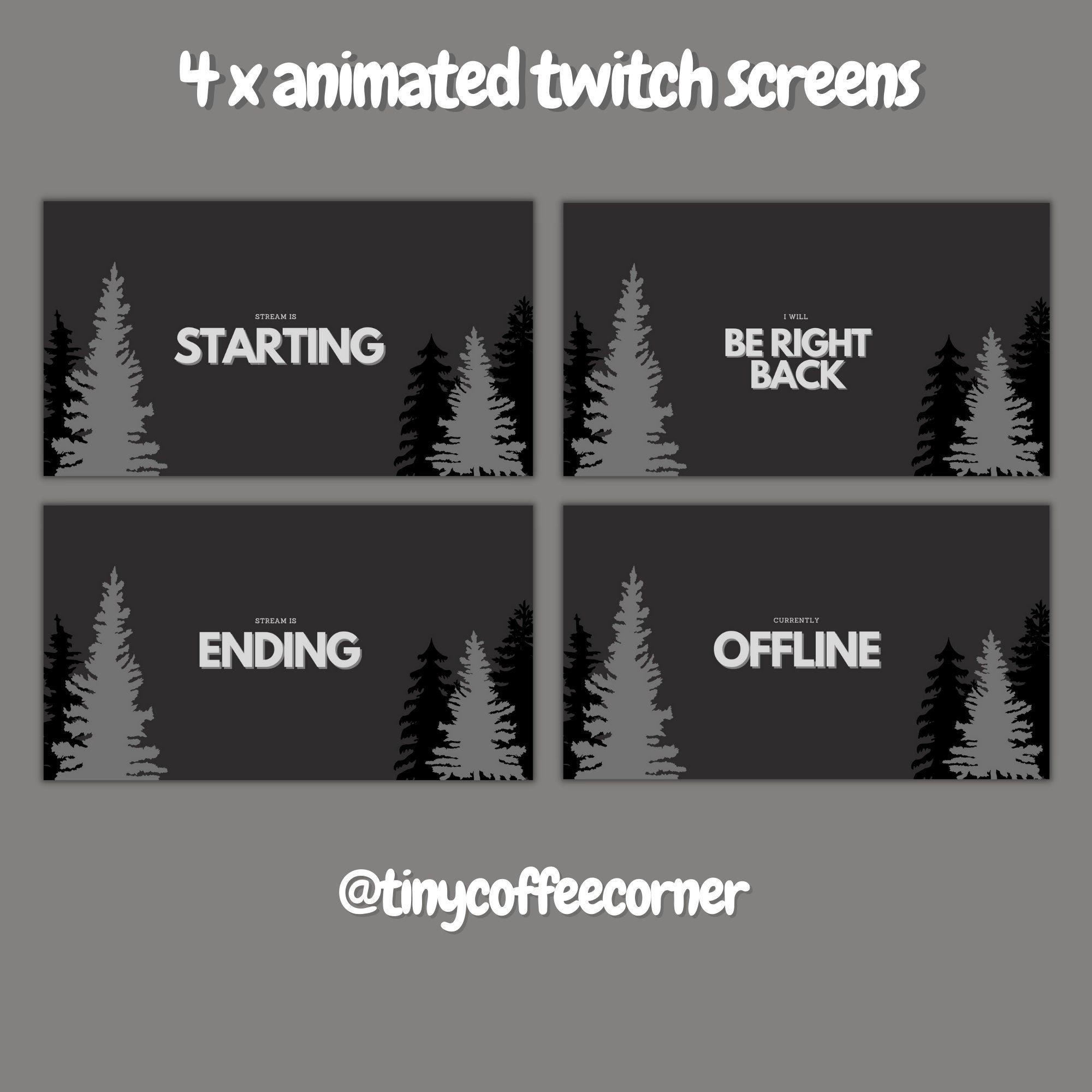 4 X Simple Animated Twitch Screens / Twitch Streamer / Simple Overlay ...