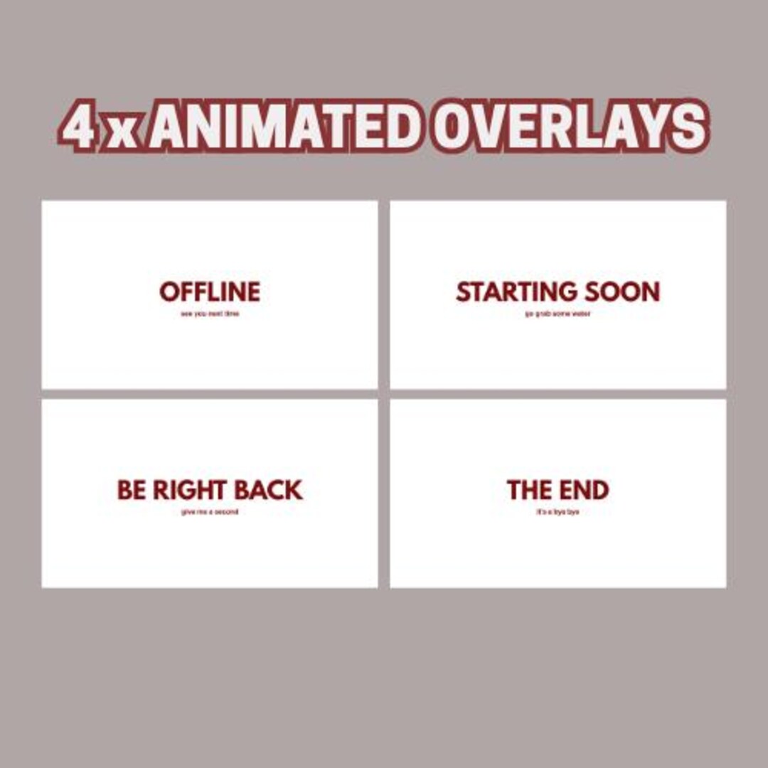 4 X Animated Simple Twitch Screens / Twitch Streamer / Simple Overlay ...