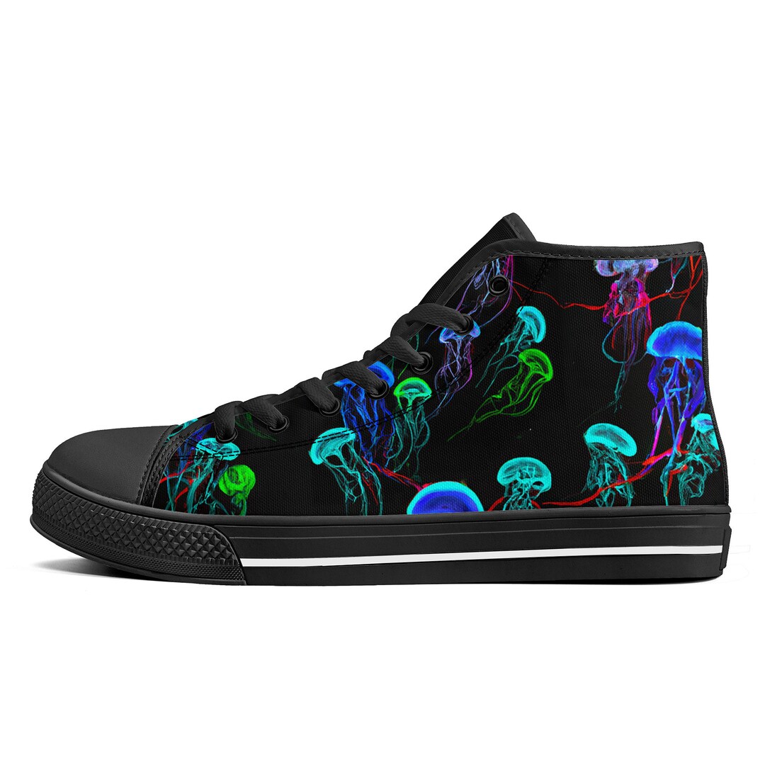 Colorful Jellyfish Hi Top Canvas Shoes Unique & Eye-catching Design - Etsy