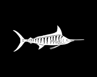 Marlin Fishing Decal, Full Color Marlin Fish Decal, Fishing Car Decal ...
