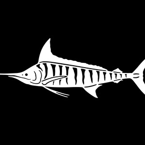 Striped Marlin Sticker, Detailed Silhouette, Vinyl Fish Decal, Made in ...
