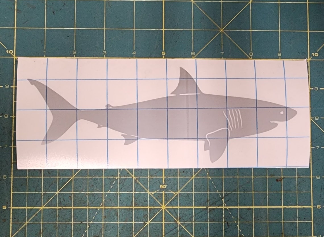 Great White Shark, Silver Grey Vinyl Decal, Detailed Silhouette, Made ...