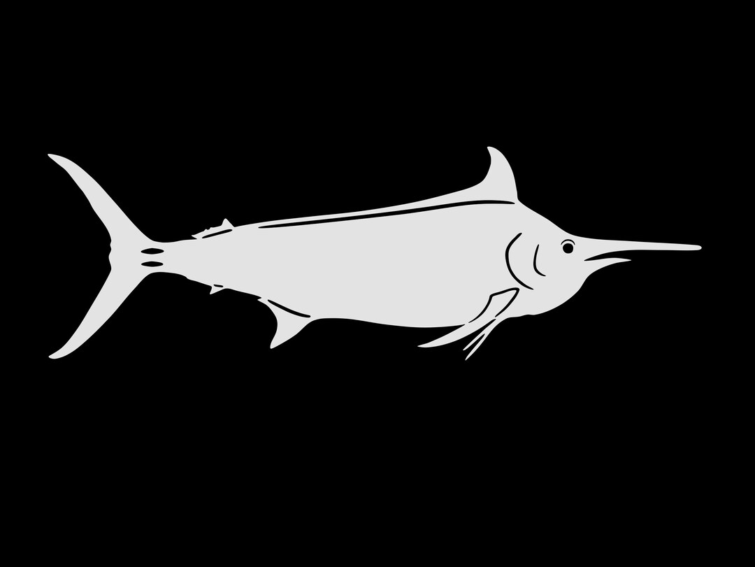 Black Marlin Sticker Detailed Silhouette Vinyl Fish Decal - Etsy