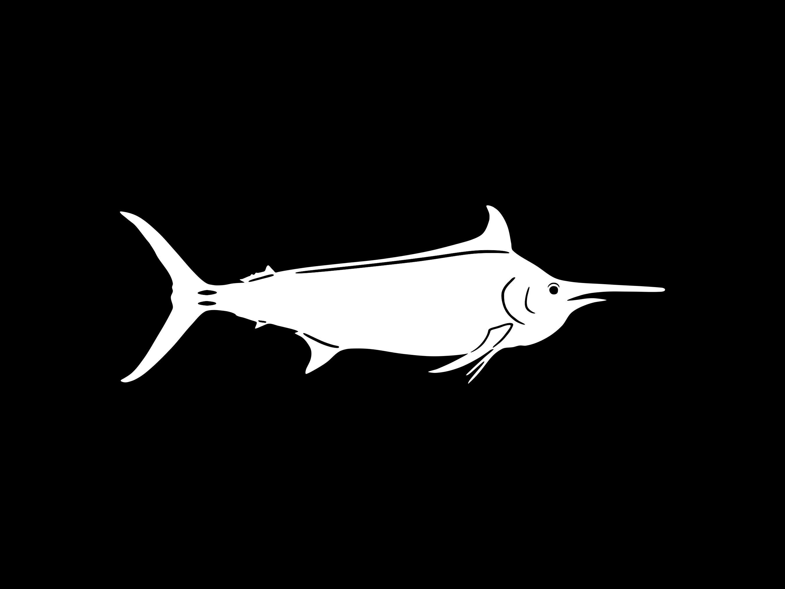 Black Marlin Sticker, Detailed Silhouette, Vinyl Fish Decal, Made in U ...