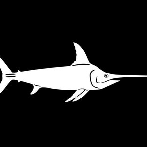Swordfish Sticker, White Vinyl Decal, Fish Sticker, Made in U.S.A. - Etsy