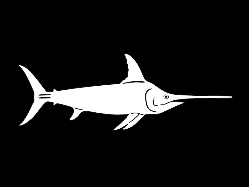 Swordfish Sticker, White Vinyl Decal, Fish Sticker, Made in U.S.A. - Etsy