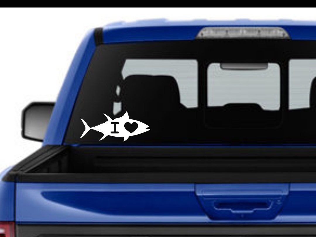 I Love BFT - Bluefin Tuna Silhouette Decal, Tuna Fish Sticker, Made in ...