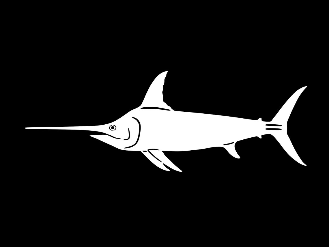 Swordfish Sticker, White Vinyl Decal, Fish Sticker, Made in U.S.A. - Etsy
