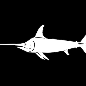Swordfish Sticker, White Vinyl Decal, Fish Sticker, Made in U.S.A. - Etsy