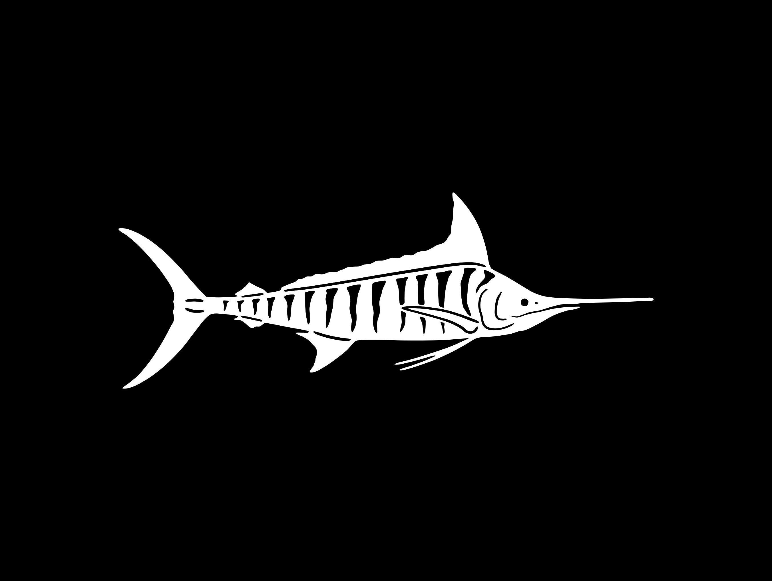 Striped Marlin Sticker, Detailed Silhouette, Vinyl Fish Decal, Made in ...