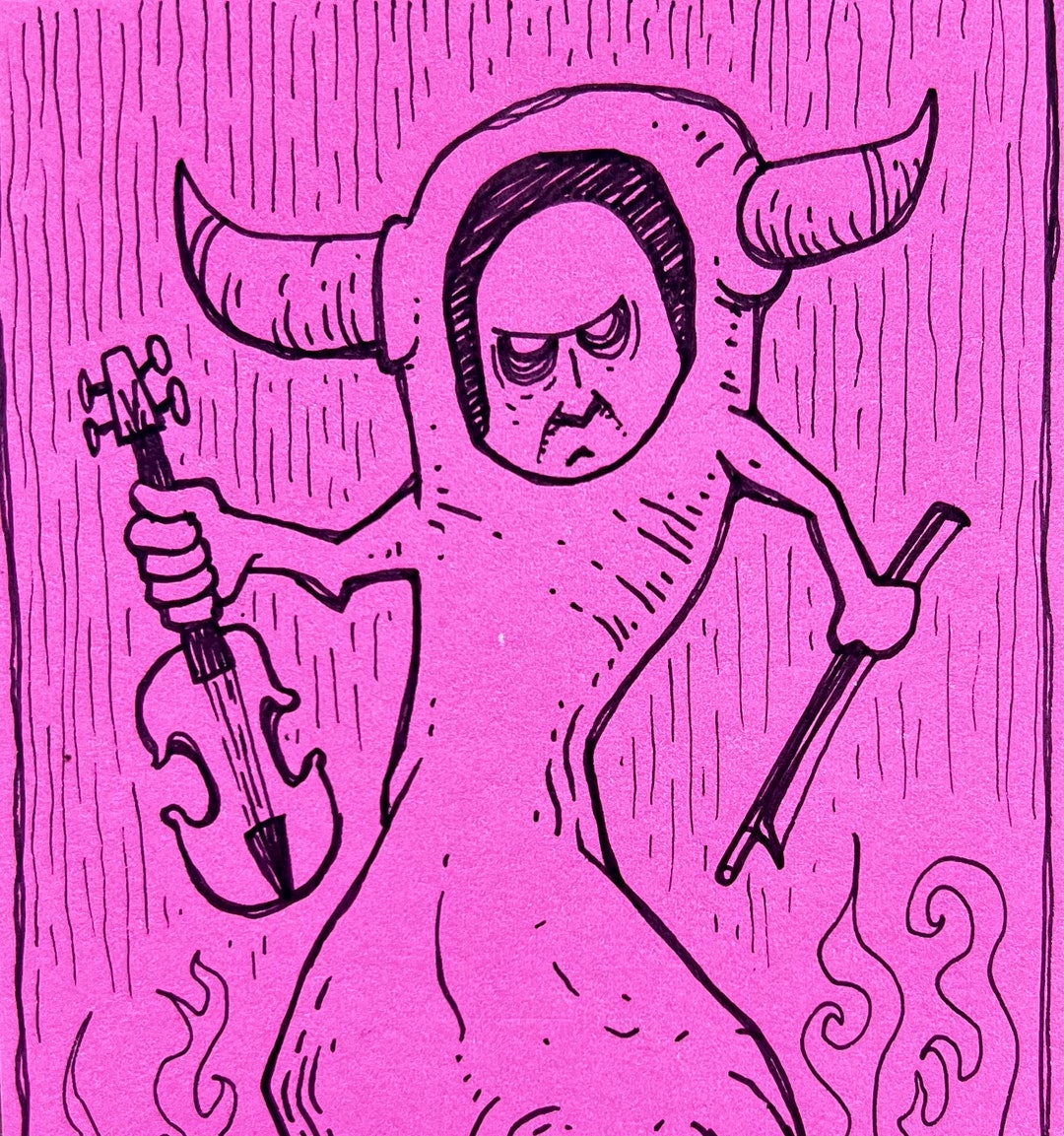 Automatic Sketch : Devil or Demon Type Character With a Violin in Hand ...