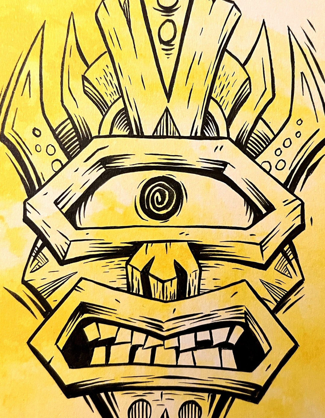 Cyclops Tiki Art Original Tiki Mask Drawing - Etsy