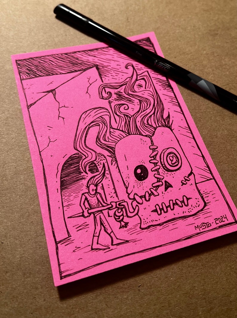 Automatic Sketch : Giant Rag Doll Head. Surreal Surrealist Pen and Ink ...
