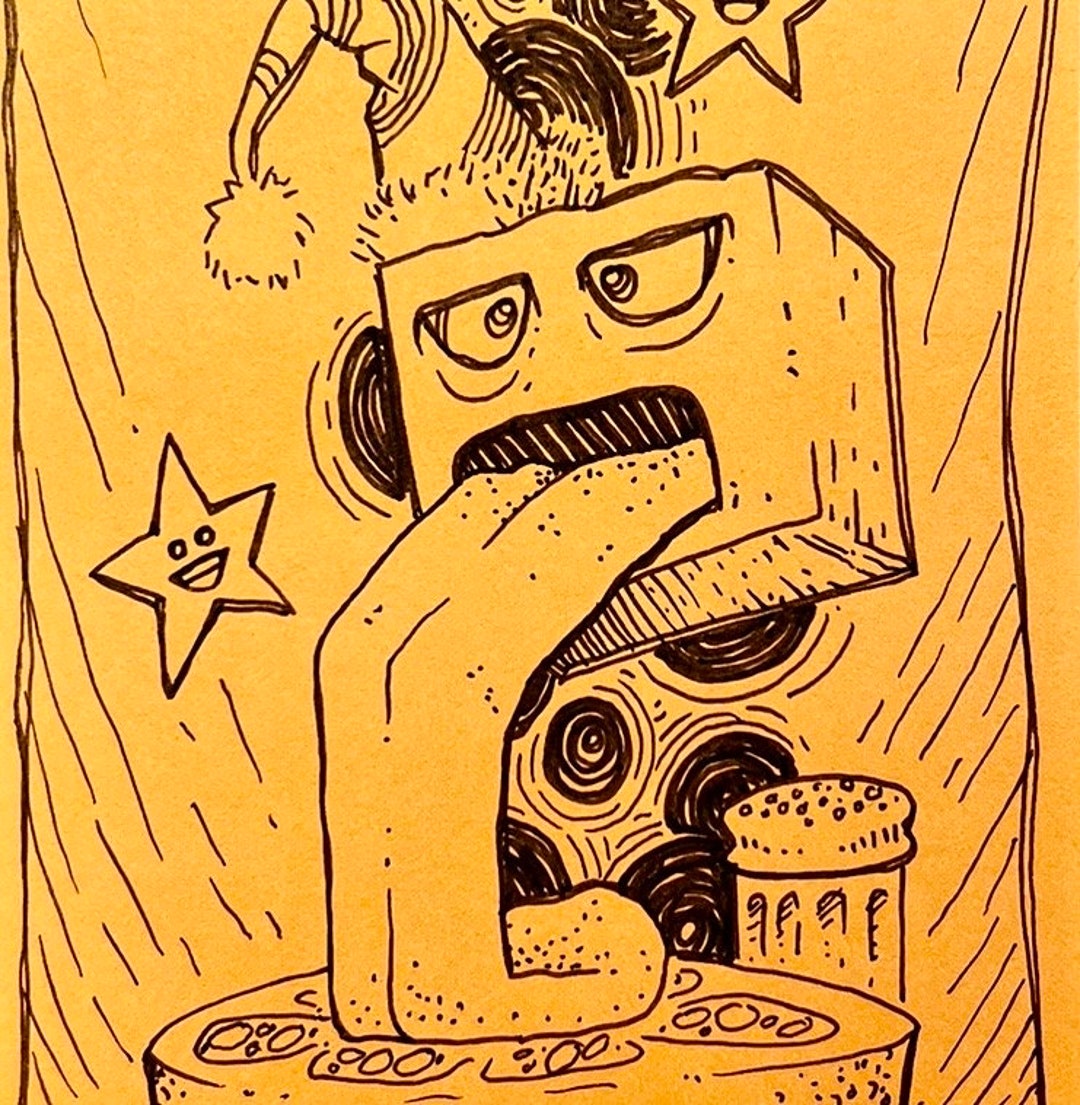 Automatic Sketch : Cube Licking a Lemon or Lime W/salt. Surreal ...