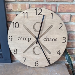 Custom Wooden Engraved Clock, 16 Inch Wall Clock, Personalized Gift for ...