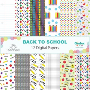 Back to School Digital Paper, Back to School Digital Background, Back ...