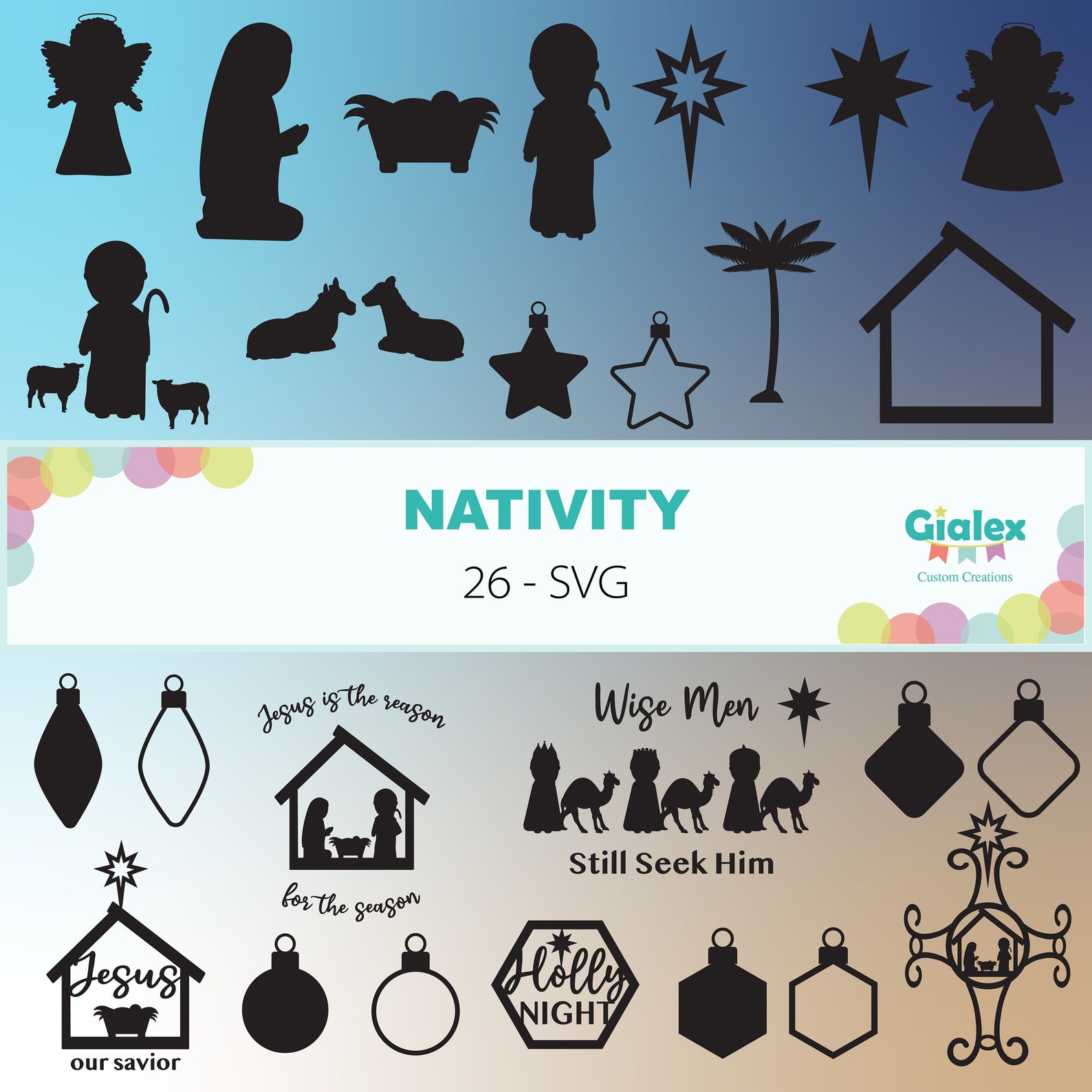 Nativity SVG, Nativity Scene SVG, Nativity Silhouette SVG, Nativity Cut ...