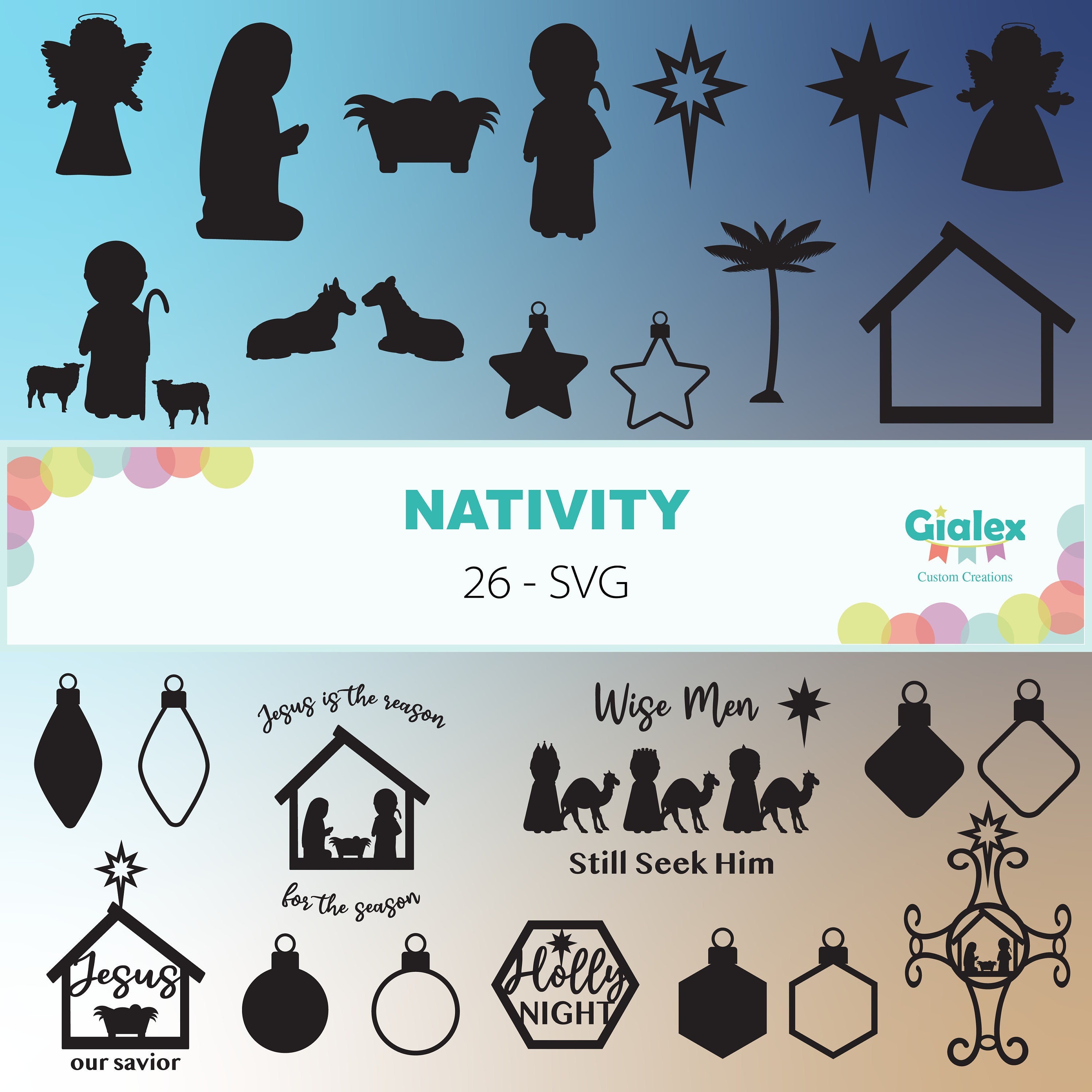 Nativity SVG, Nativity Scene SVG, Nativity Silhouette SVG, Nativity Cut ...
